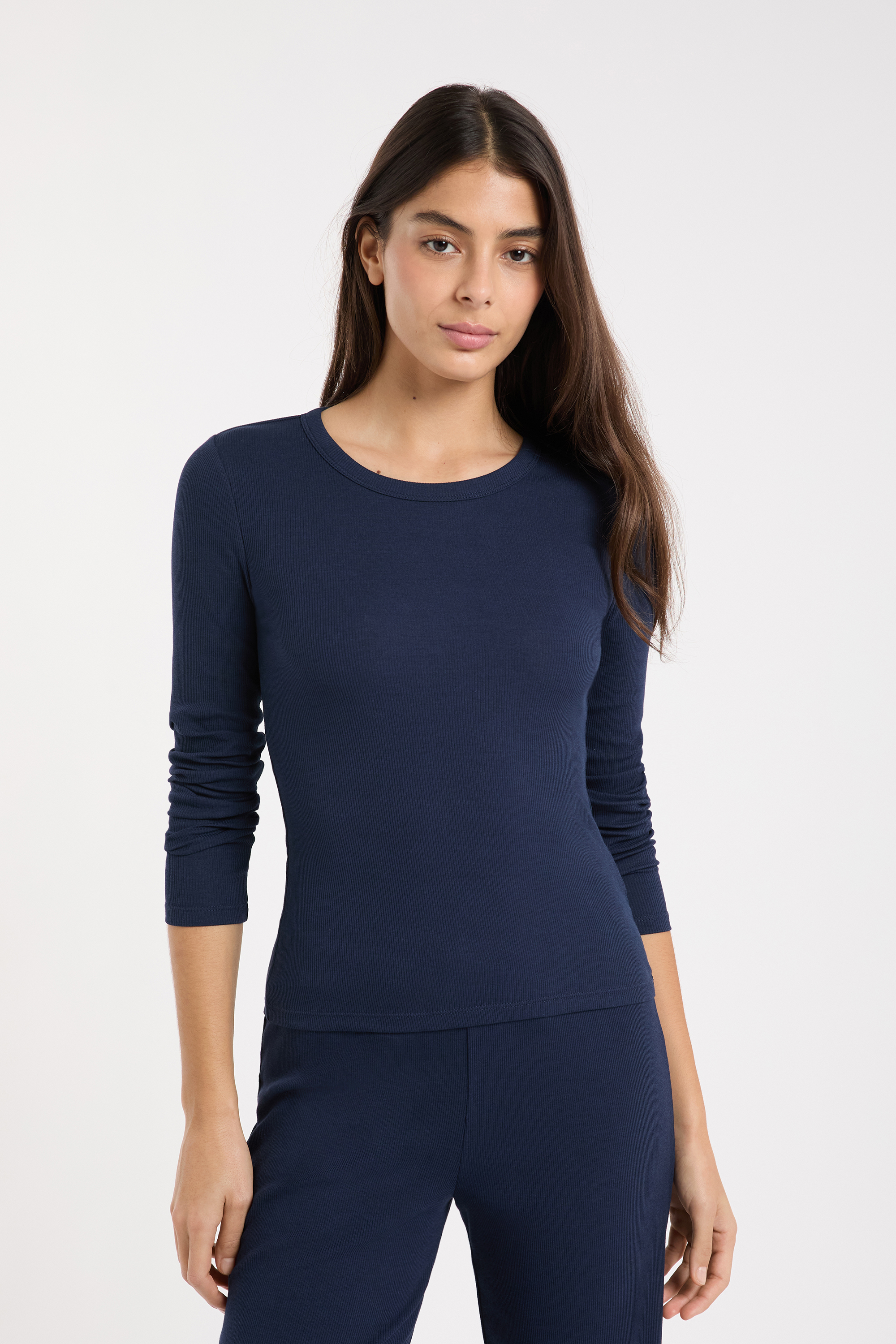 Pyžamové tričko s kulatým výstřihem z bavlny JOANI BLEU ROYAL - ETAM