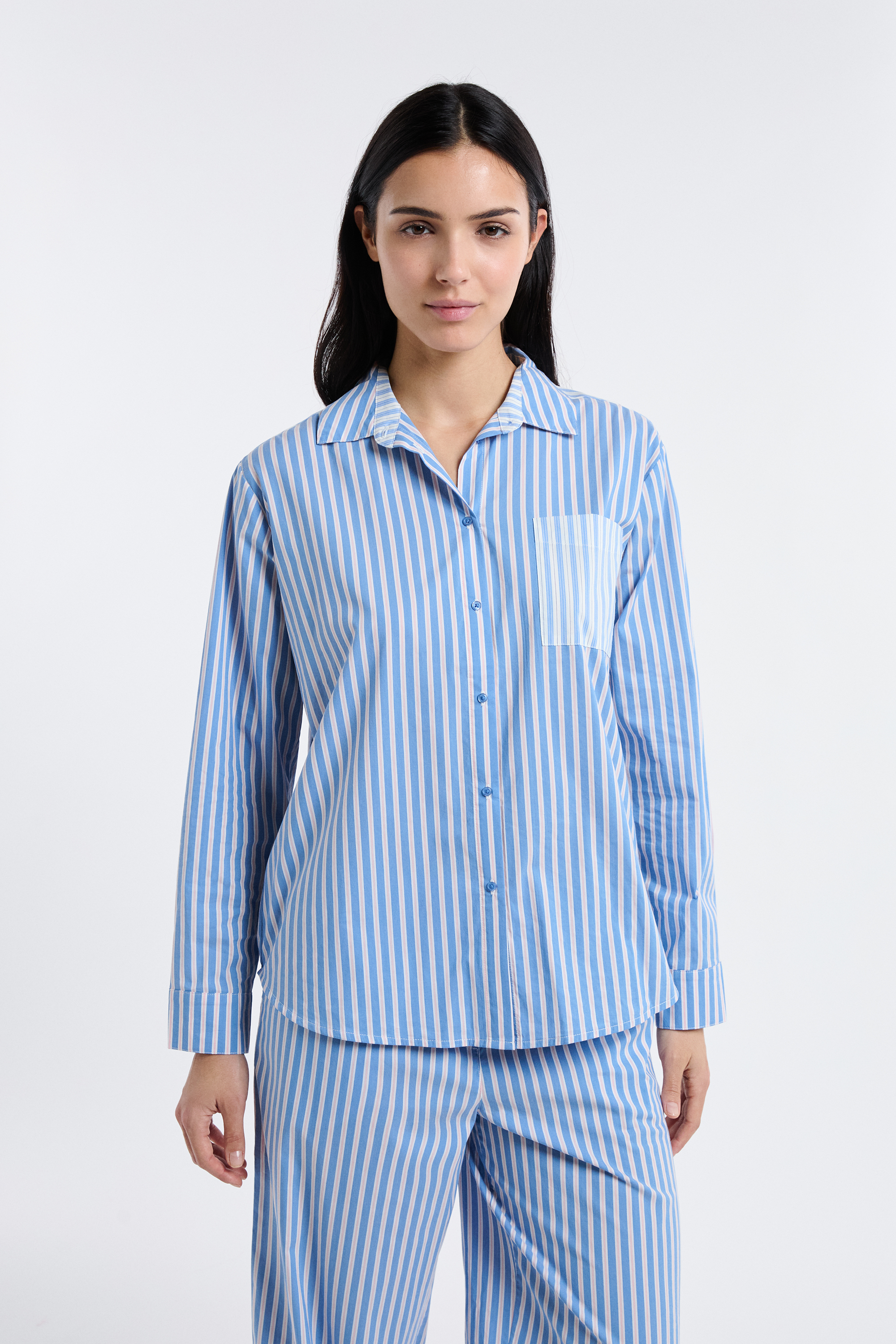 Pyžamová košile s pruhy ATLAS BLEU CIEL - ETAM